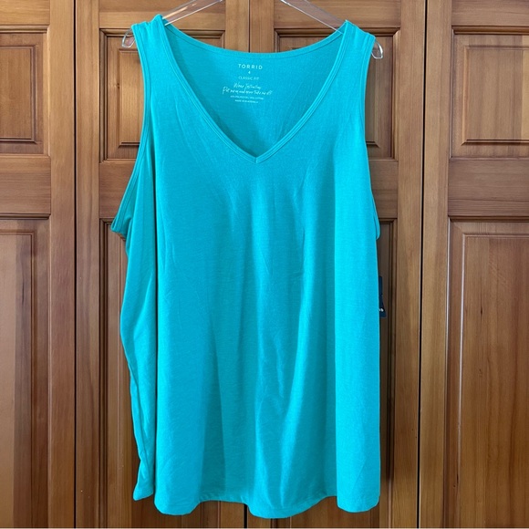 torrid | Tops | Torrid Blue Relaxed Tank Top With Deep Vneck And Wide ...